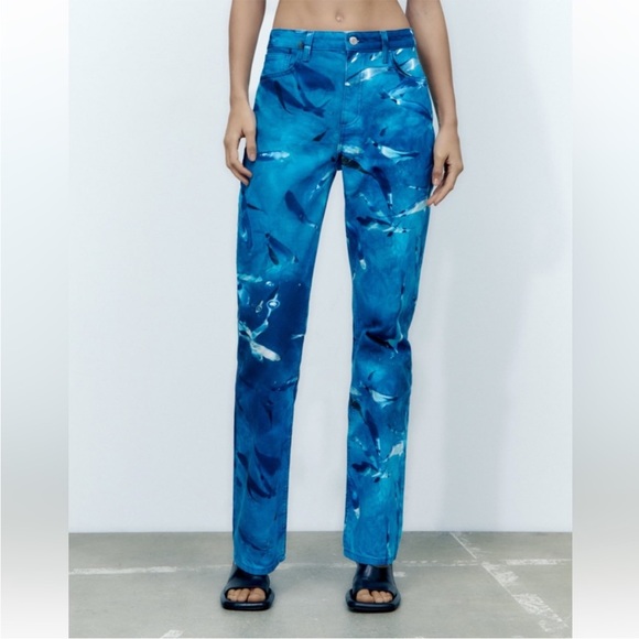 Zara | Jeans | Zara Blue Ocean Fish Jeans | Poshmark